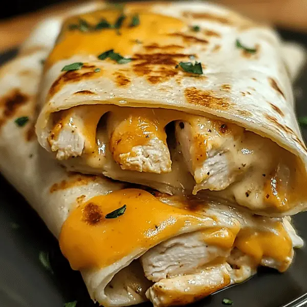 Cheesy Garlic Chicken Wraps - I Heart Cooks