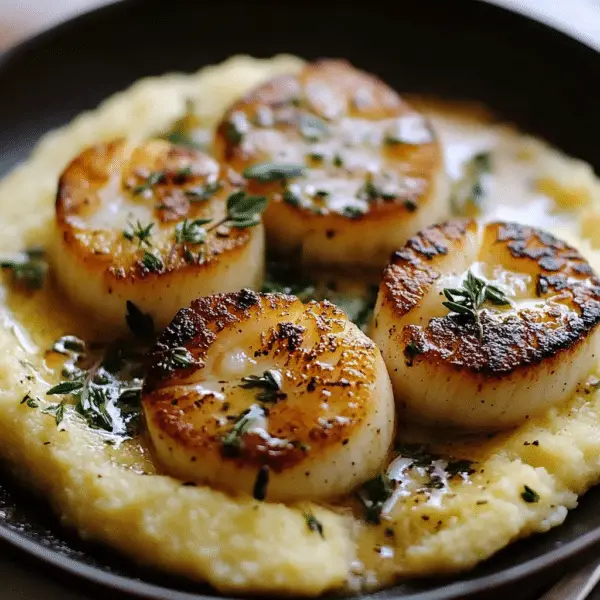 Seared Scallops with Creamy Polenta and Herb Butter